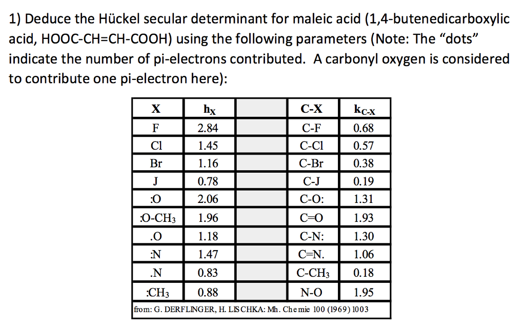 Solved Deduce the Huckel secular determinant for maleic acid | Chegg.com