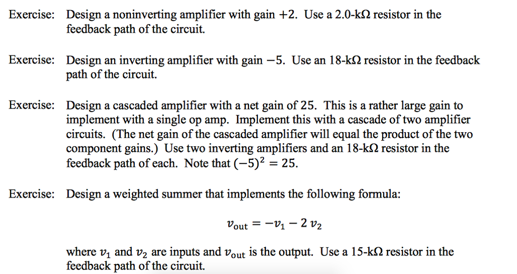 Solved Design A Noninverting Amplifier With Gain 2 Use A