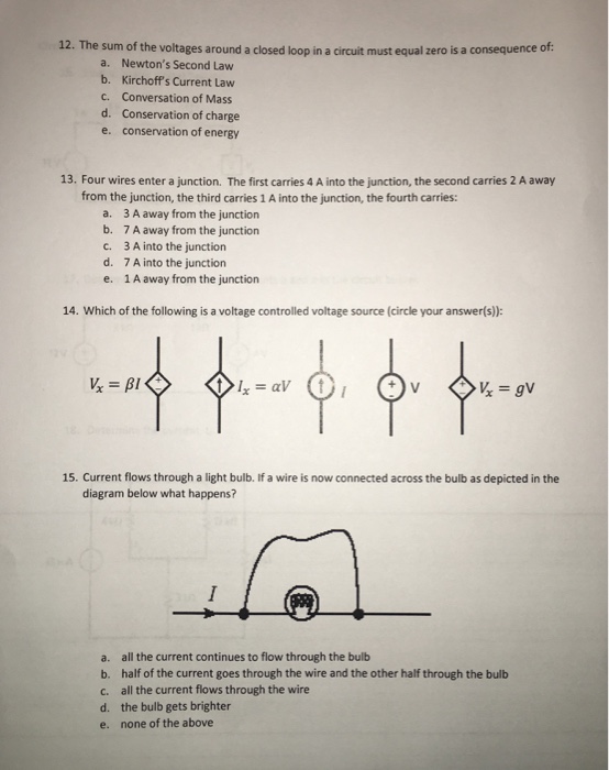 Solved The sum of the voltages around a closed loop in a | Chegg.com