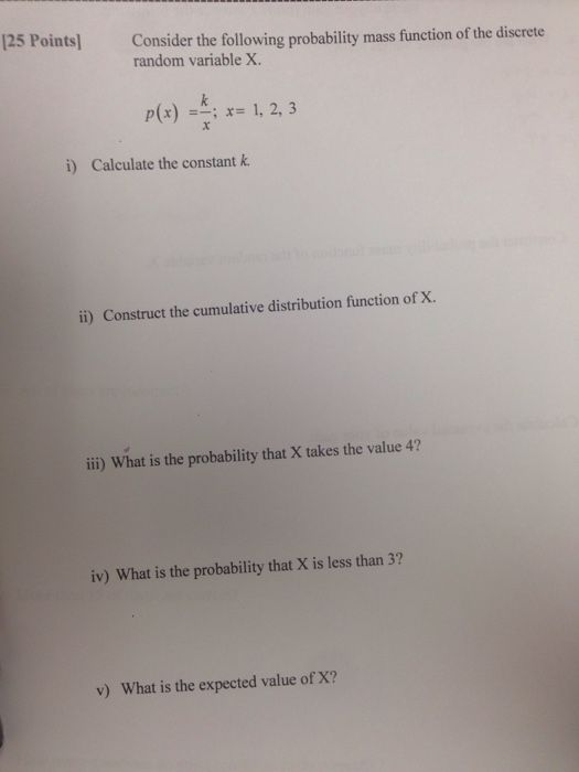 Solved Consider the following probability mass function of | Chegg.com