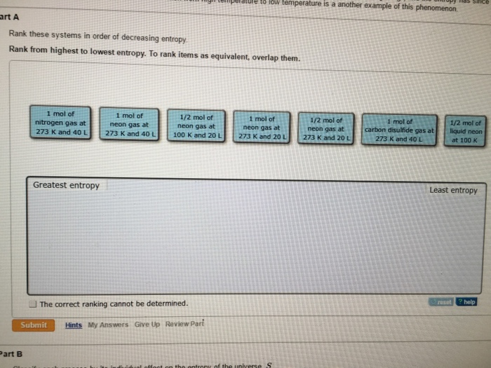 Solved Rank These Systems In Order Of Decreasing Entropy