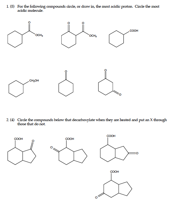 Solved For the following compounds circle, or draw in, the | Chegg.com