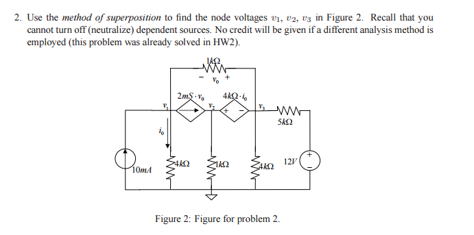Solved 2. Use the method of superposition to find the node | Chegg.com