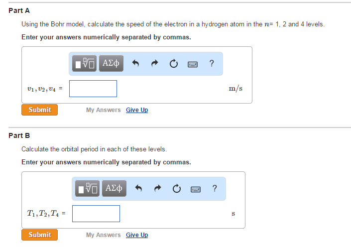 Solved Part A Using the Bohr model. calculate the speed of | Chegg.com
