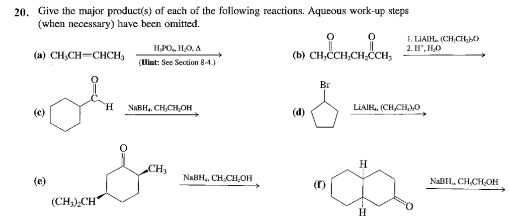 Solved Give the major product(s) of each of the following | Chegg.com