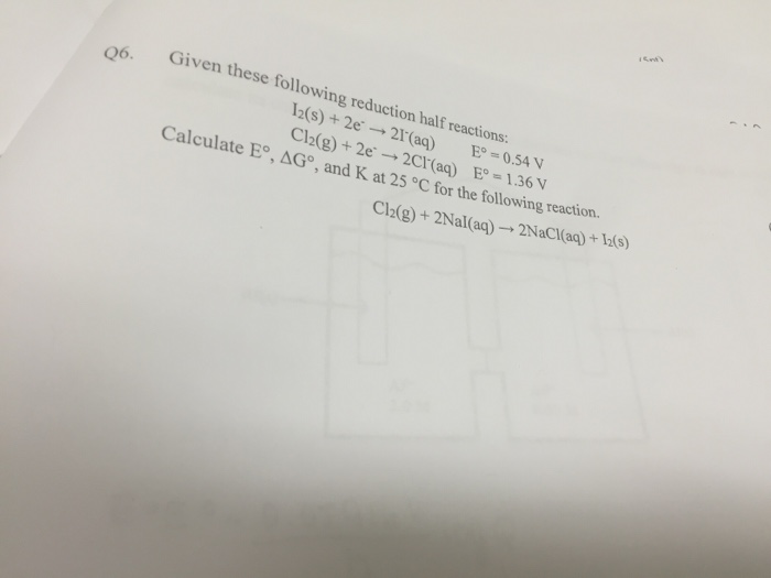 Solved Given these following reduction half reactions: I2(s) | Chegg.com