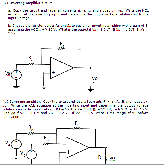 Solved .Inverting amplifier circuit. a. Copy the circuit and | Chegg.com