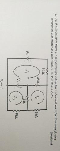 Solved 1. For the circuit shown figure 1, Apply Kirchhoff's | Chegg.com
