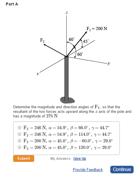 Solved Determine the magnitude and direction angles of F2. | Chegg.com