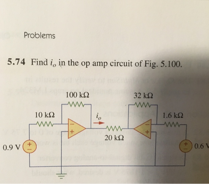 Solved Problems 5.74 Find io in the op amp circuit of Fig. | Chegg.com