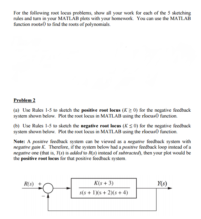 Solved For the following root locus problems, show all your | Chegg.com
