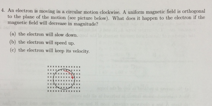 Solved An electron is moving in a circular motion clockwise. | Chegg.com