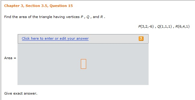 Solved Find the area of the triangle having vertices P, Q, | Chegg.com