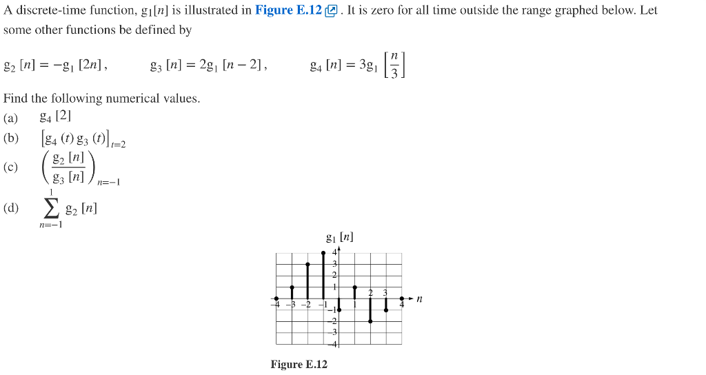 Solved A discrete-time function, giln] is illustrated in | Chegg.com