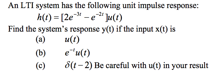 Solved An LTI system has the following unit impulse | Chegg.com