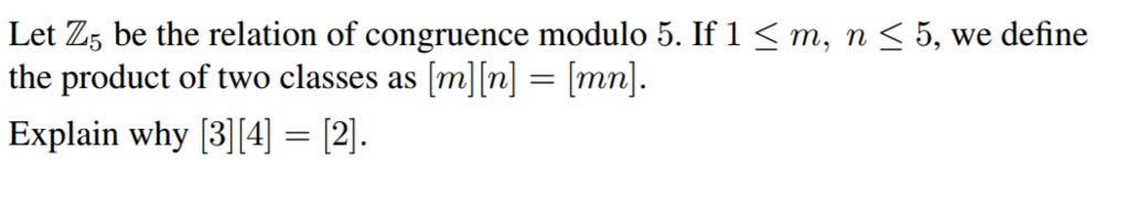 Solved Let Z_5 be the relation of congruence modulo 5. If 1 | Chegg.com