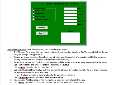 Solved Please Help! Visual Basic Develop a Windows | Chegg.com