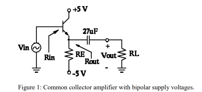 Solved . Figure 1 shows a common collector circuit that | Chegg.com