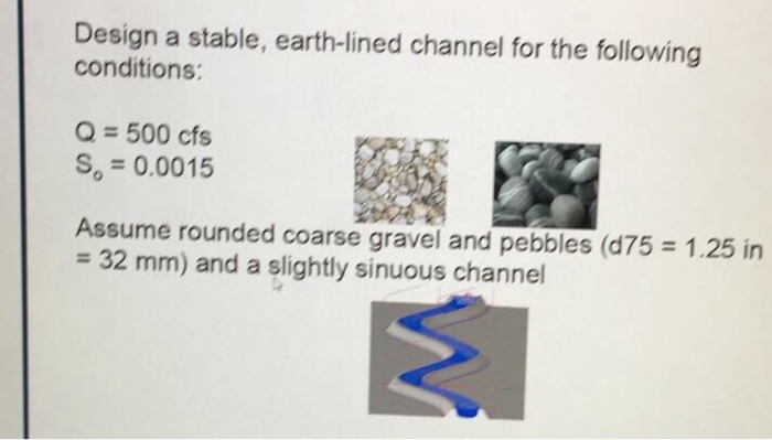 Solved Design a stable, earth-lined channel for the | Chegg.com