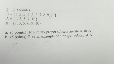 Solved U = {1, 2, 3, 4, 5, 6, 7, 8, 9, 10} A = {1, 2, 5, 7, | Chegg.com