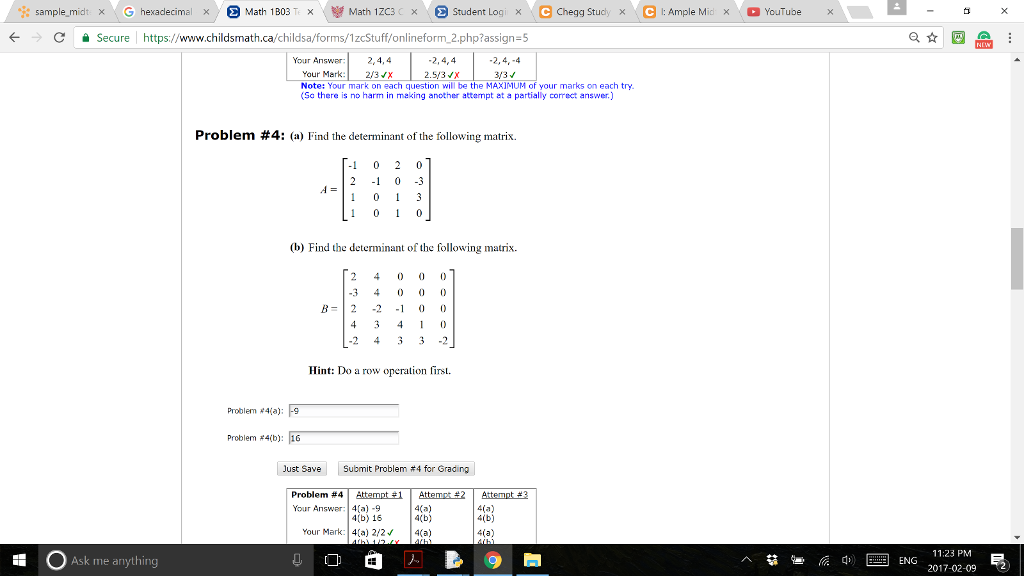 Solved ample midt x G hexadecimal X Math 1B03 Tex Math 12C3 | Chegg.com
