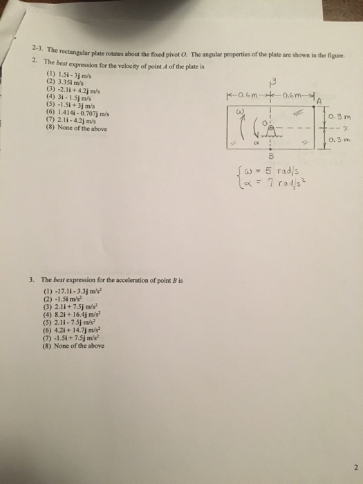 Solved The Rectangular Plate Rotates About The Fixed Pivot