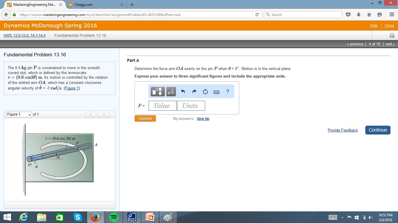 Solved The 0.5-kg pin P is constrained to move in the smooth | Chegg.com