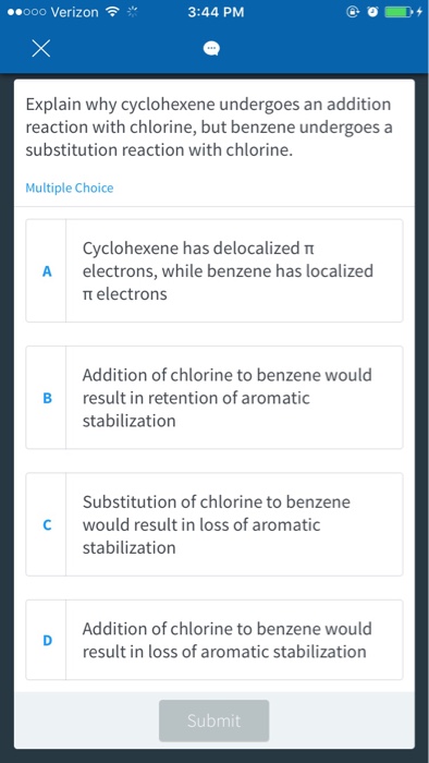 Solved Explain why cyclohexene undergoes an addition | Chegg.com