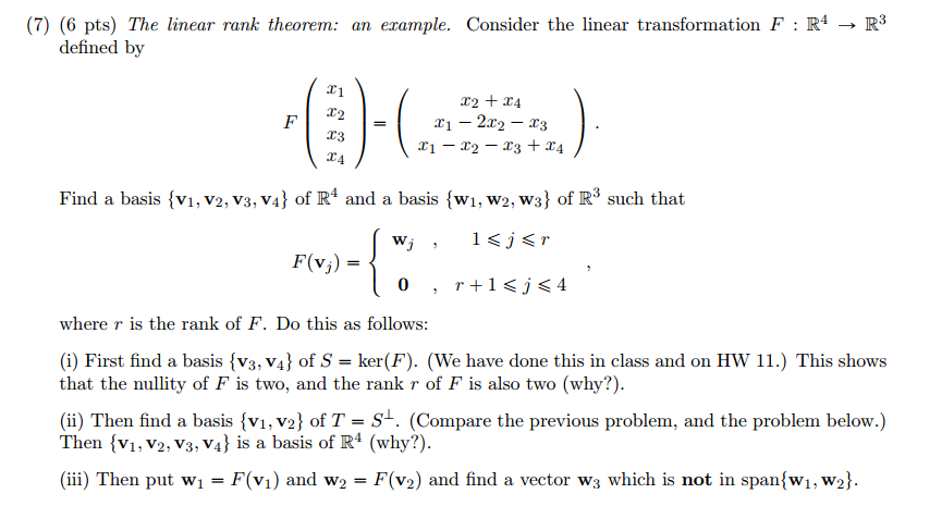 Solved The linear rank theorem: an example. Consider the | Chegg.com