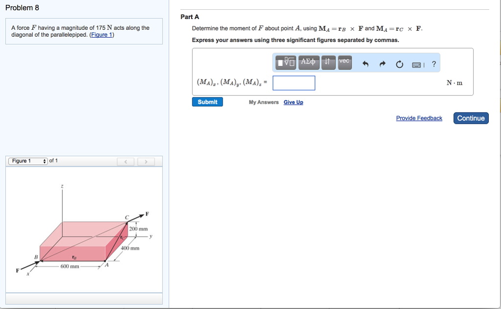 Solved A force F having a magnitude of 175 N acts along the | Chegg.com