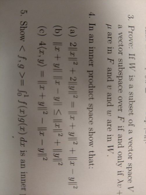 Solved 3. Prove: If W is a subset of a vector space V a | Chegg.com
