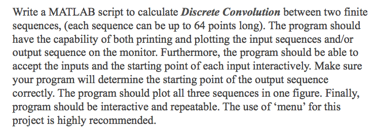 Solved Write a MATLAB script to calculate Discrete | Chegg.com