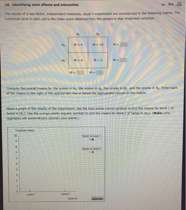 Solved 10. Identifying main effects and interaction | Chegg.com