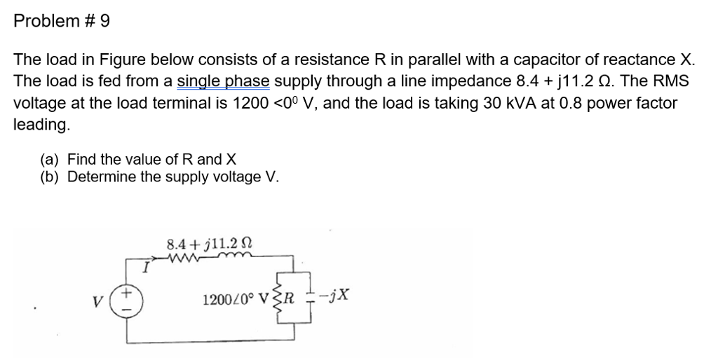 Solved Problem # 9 The load in Figure below consists of a | Chegg.com