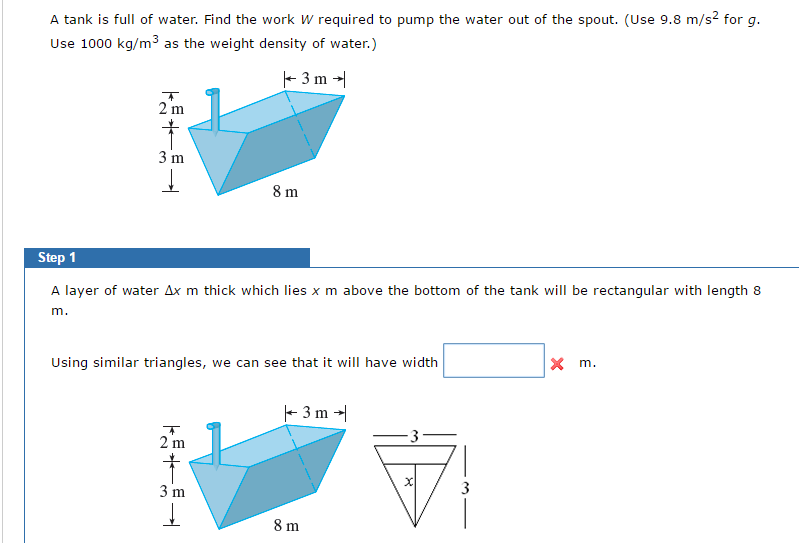 Solved A tank is full of water. Find the work W to pump the | Chegg.com