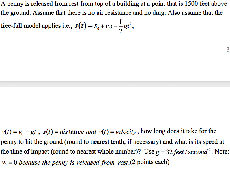 Solved A penny is released from rest from top of a building | Chegg.com