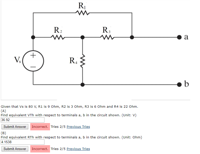 Solved Ri 3 Given that Vs is 80 V, R1 is 9 Ohm, R2 is 3 Ohm, | Chegg.com