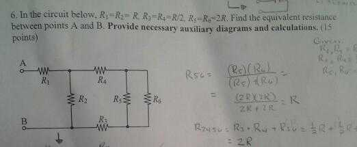 Solved In the circuit below, R1=R2=R, R3=R4=R/2, R5=R6=2R. | Chegg.com