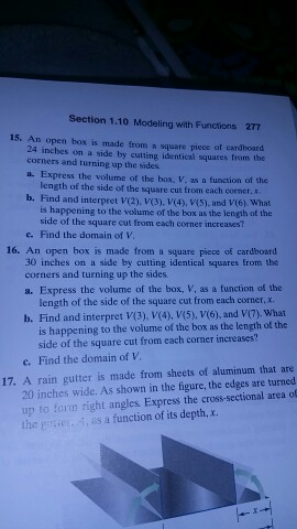 Solved Section 1.10 Modeling with Functions 277 15. An open | Chegg.com