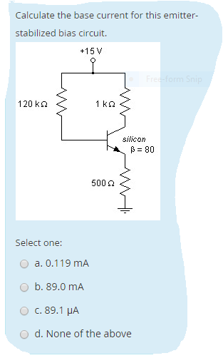 Solved Calculate the base current for this emitter- | Chegg.com