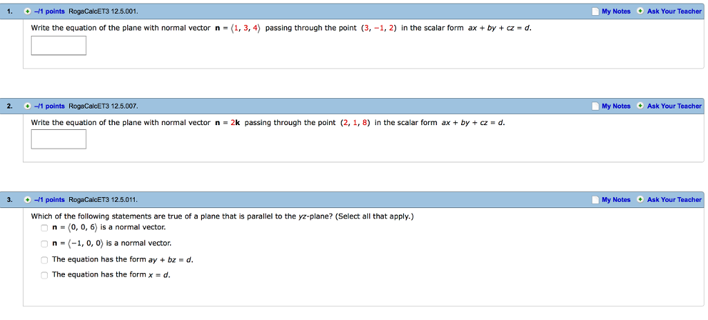 Solved Write the equation of the plane with normal vector n | Chegg.com