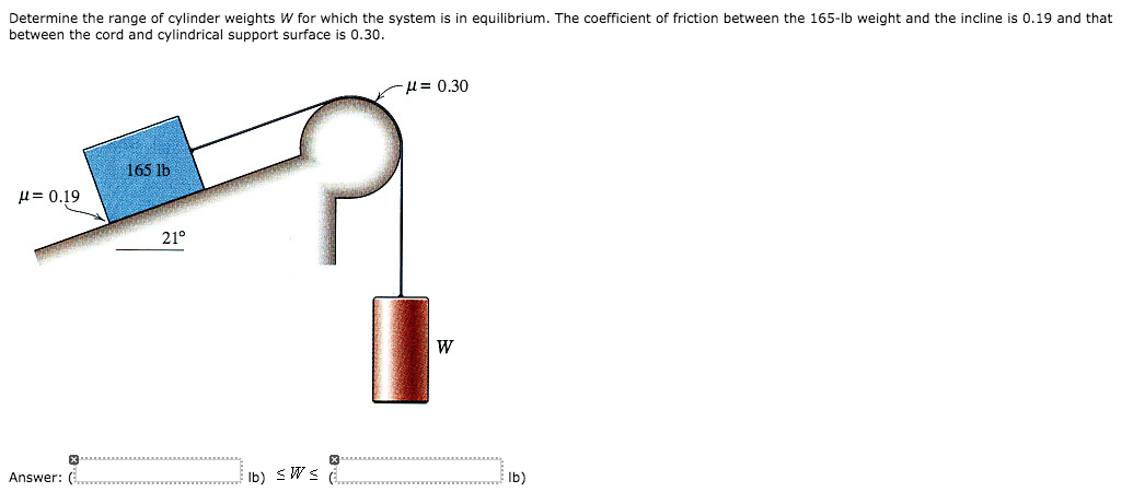 Solved Determine the range of cylinder weights W for which | Chegg.com