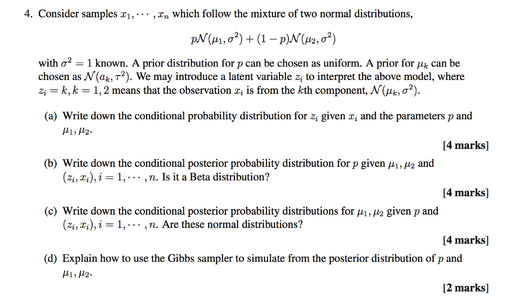 Consider Samples X 1 X N Which Follow The
