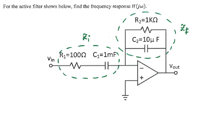 Solved For the active filter shown below, find the frequency | Chegg.com