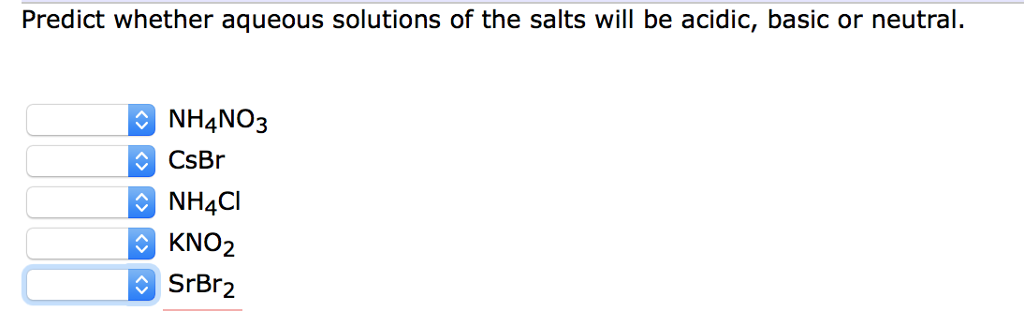 Solved Predict whether aqueous solutions of the salts will | Chegg.com