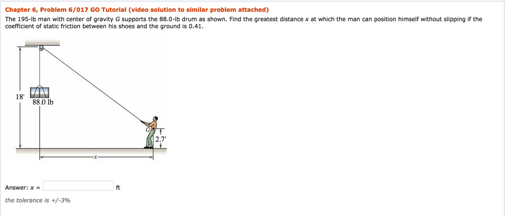 Solved The 195-lb man with center of gravity 6 supports the | Chegg.com