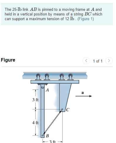Solved The 25-lb link AB is pinned to a moving frame at A | Chegg.com