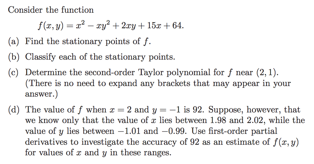 Solved Consider the function f(x, y) =x^2 - xy^2 + 2xy + 15x | Chegg.com