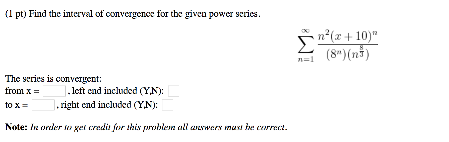 Solved Find the interval of convergence for the given power | Chegg.com