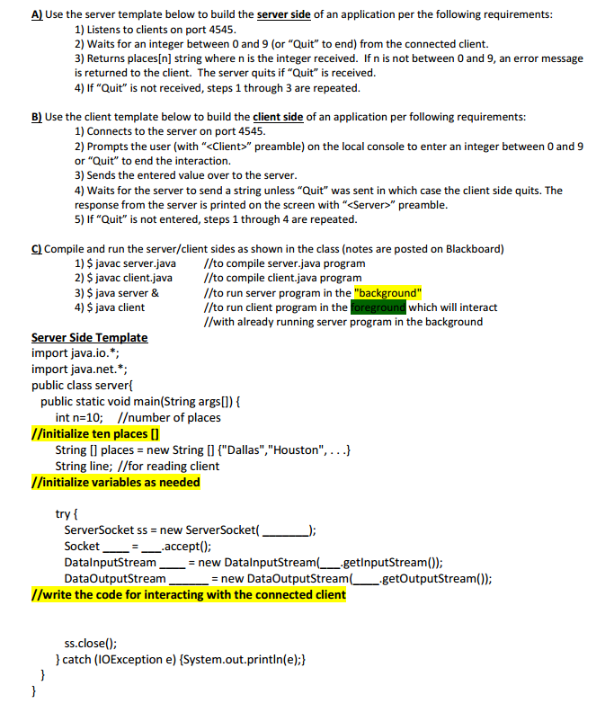 Solved Use the server template below to build the server | Chegg.com